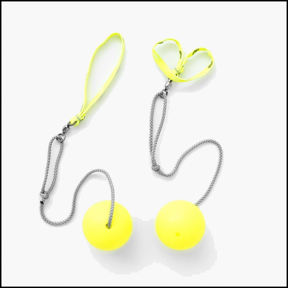 Pair of First Poi featuring 70mm STAGE BALL.Flat Cord Loop Handle. Rope ...